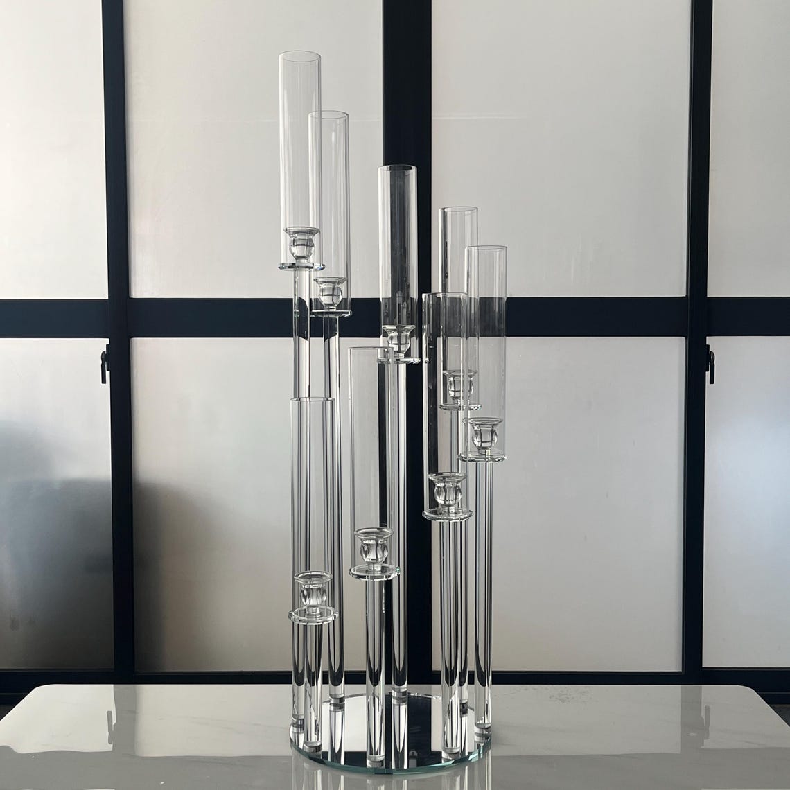 40" Crystal 8-arm Candelabra: Stepped Design Centerpiece With Mirror ...
