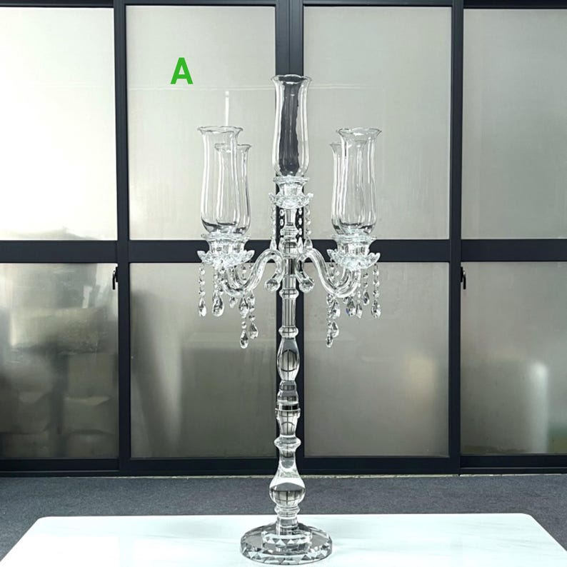 5-arm Crystal Roman Column Candelabra Candle Holder | Elegant Table ...