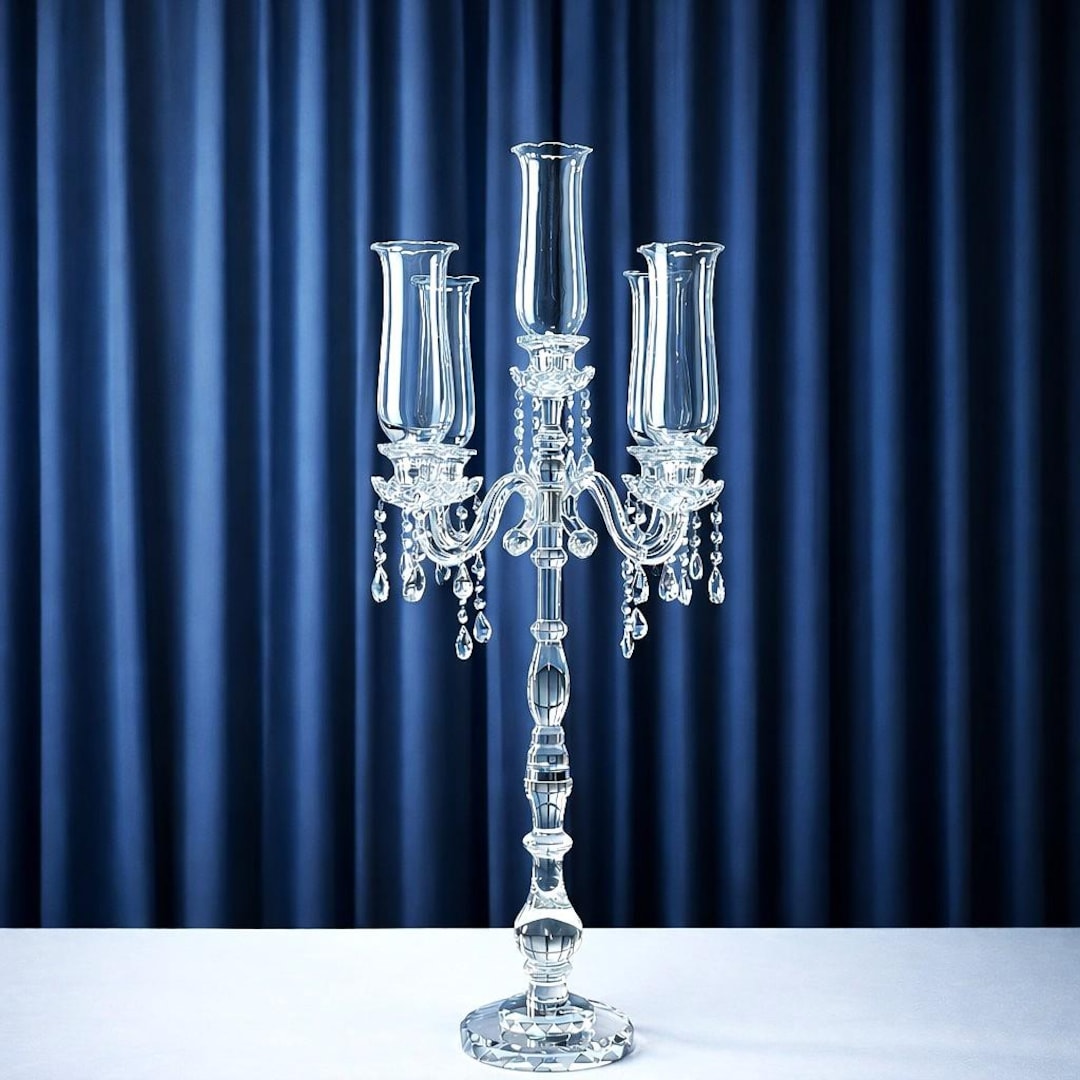 5-arm Crystal Roman Column Candelabra Candle Holder | Elegant Table ...