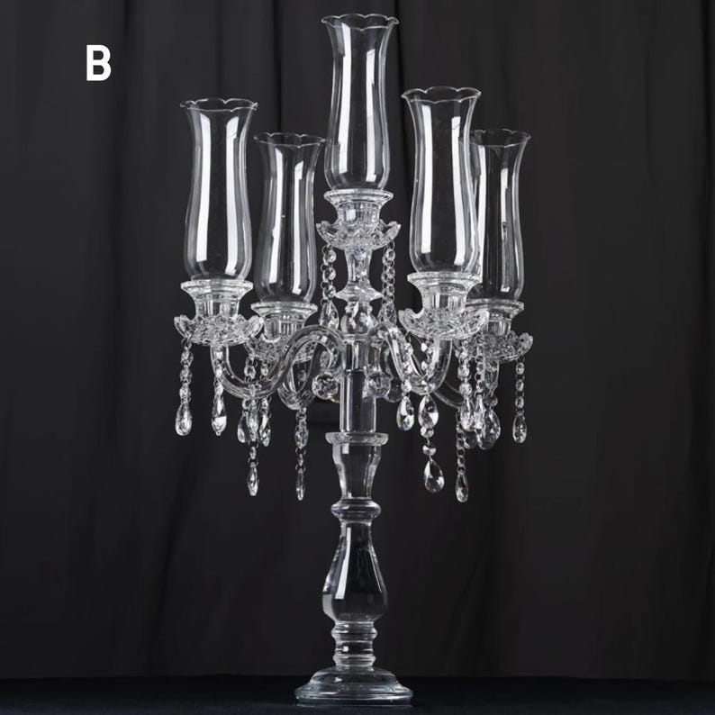5-arm Crystal Roman Column Candelabra Candle Holder | Elegant Table ...