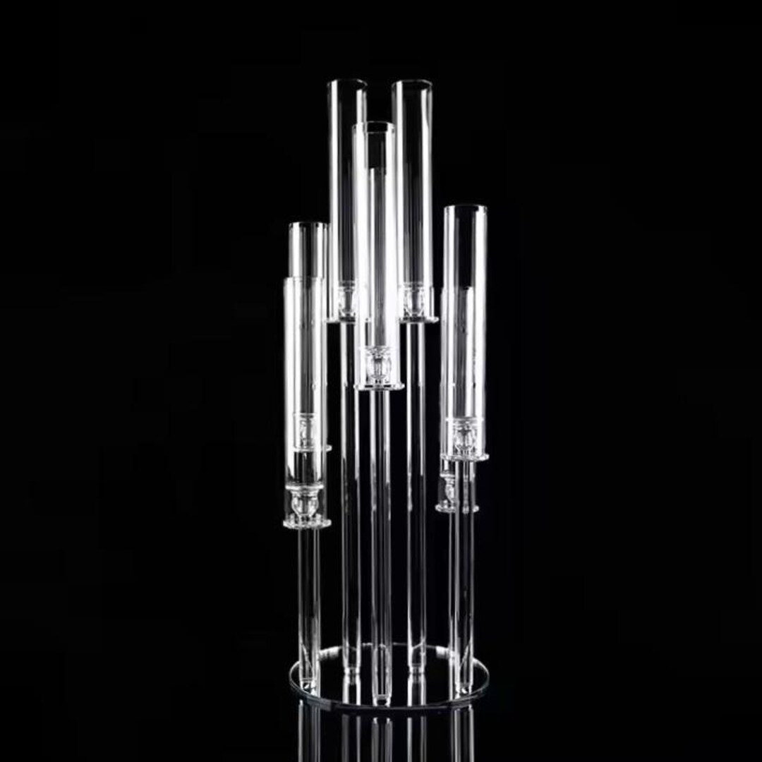8-arm Crystal Candelabra Candle Holder With Round Mirror Base | Elegant ...