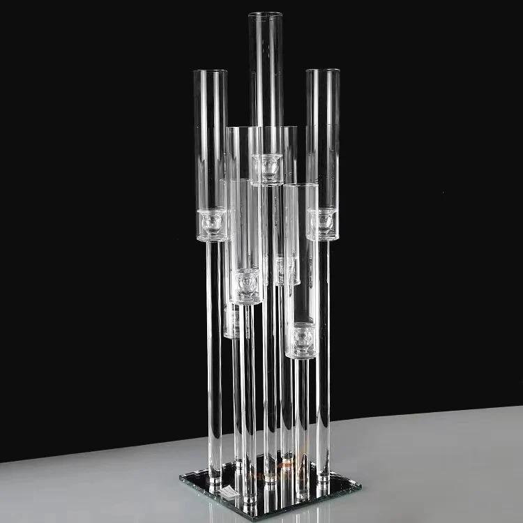 7-arm Crystal Candelabra Candle Holder With Square Mirror Base ...