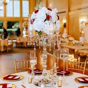 5-arm Crystal Roman Column Candelabra Candle Holder | Elegant Table ...