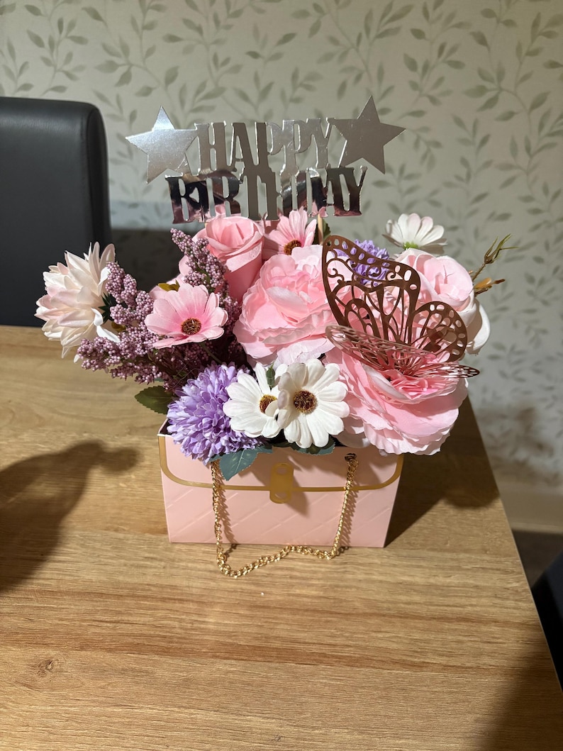 Happy Birthday Flower Box - Etsy