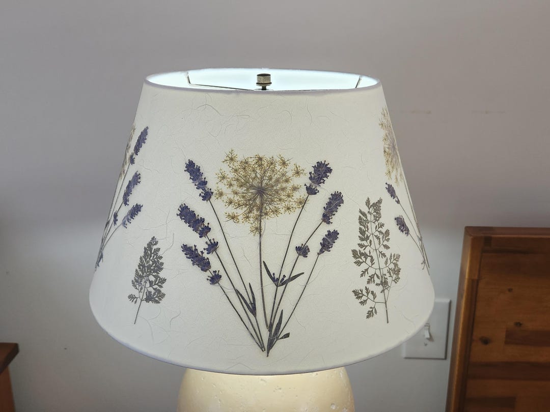 Real Dried Lavender and Queen Anne's Lace Flowers Lampshade. Victorian ...