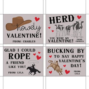 Customized Western Rodeo Cowboy Valentines Kids Boys Classroom Cards ...