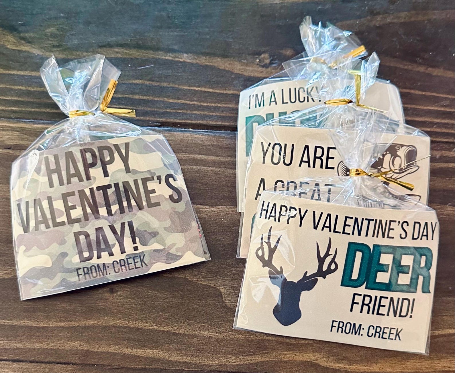 Customized Hunting & Fishing Valentines Kids Boys Classroom Cards Favor ...