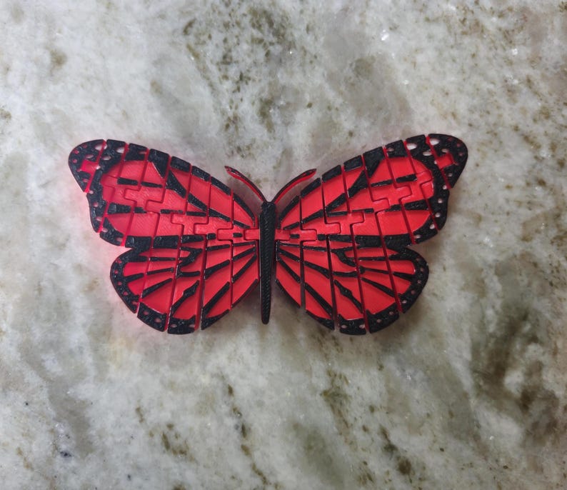 3D Printed Articulated Monarch Butterfly – Flexible Fidget, Butterfly ...