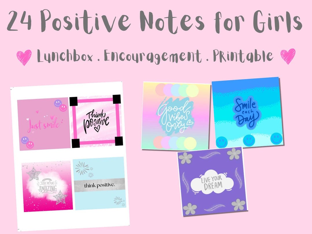 24 Positive Lunchbox Notes for Girls | Encouragement Affirmations (PDF ...
