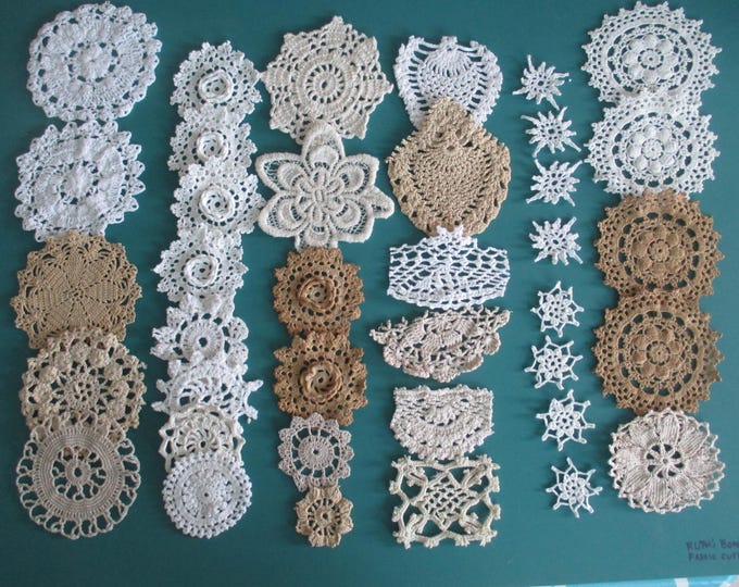 Craft Doily Lot Junk Journal Ephemera DIY Clusters 30 Vintage Lace Junk ...