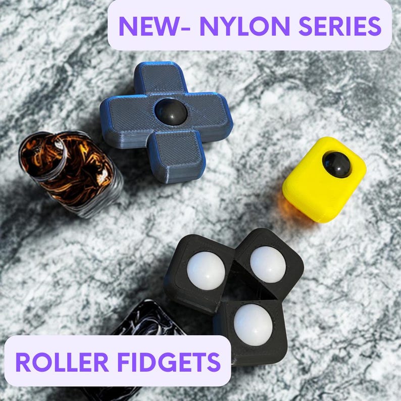 3D Printed Fidget Square With Ball: Pocket Sensory Toy Nylon Series ...