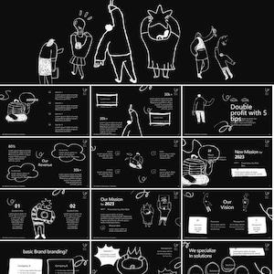 Hand-drawn Doodle Powerpoint Template | Black & White Set | 30 Slides ...