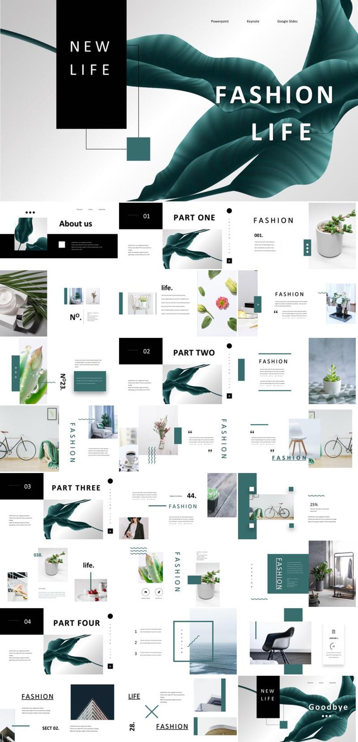 Green Nature Powerpoint Templates Set | 4 Plant-inspired Designs | 80 ...