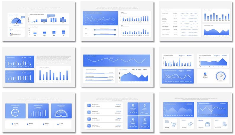 Blue Data Chart PPT Slides: Business Analytics Templates (150 Pages) - Etsy