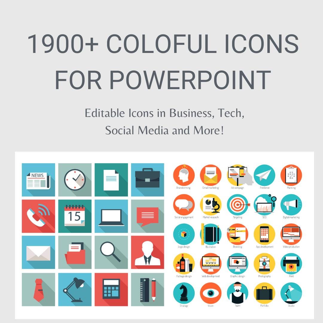 1900+ Colorful PPT Icons | Business, Lifestyle, Weather & Symbols ...
