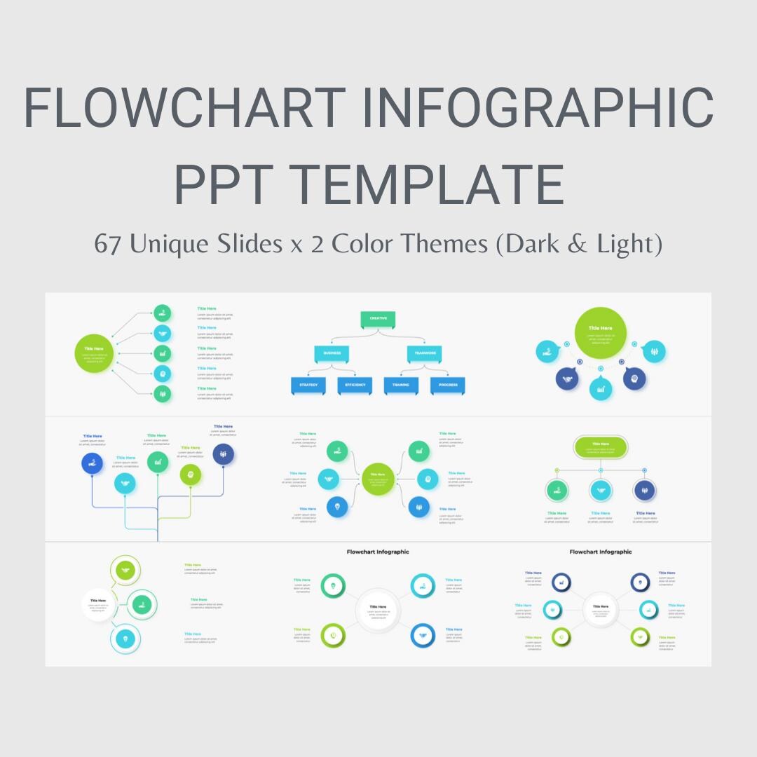 Flowchart Infographic Powerpoint Template – 67 Unique Slides X 2 Color ...
