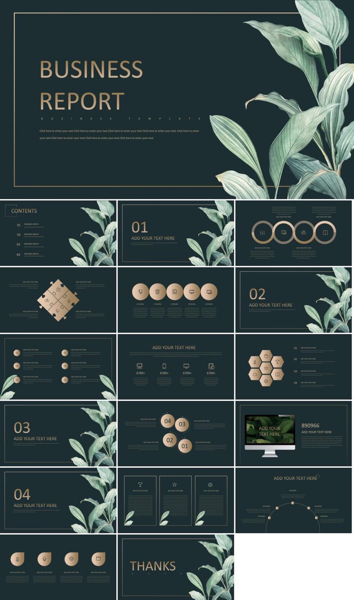 Green Nature Powerpoint Templates Set | 4 Plant-inspired Designs | 80 ...