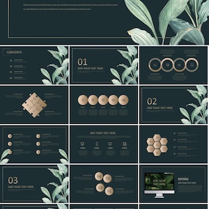 Green Nature Powerpoint Templates Set | 4 Plant-inspired Designs | 80 ...