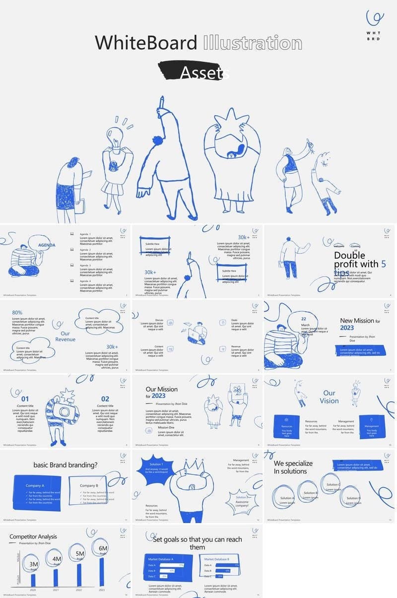 Hand-drawn Doodle Powerpoint Template | Black & White Set | 30 Slides ...