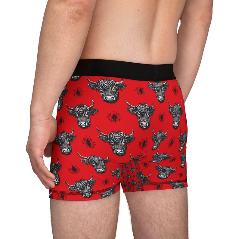 Highland Cow Men's Boxers, Scottish Cattle Underwear, Bull Print Boxer ...