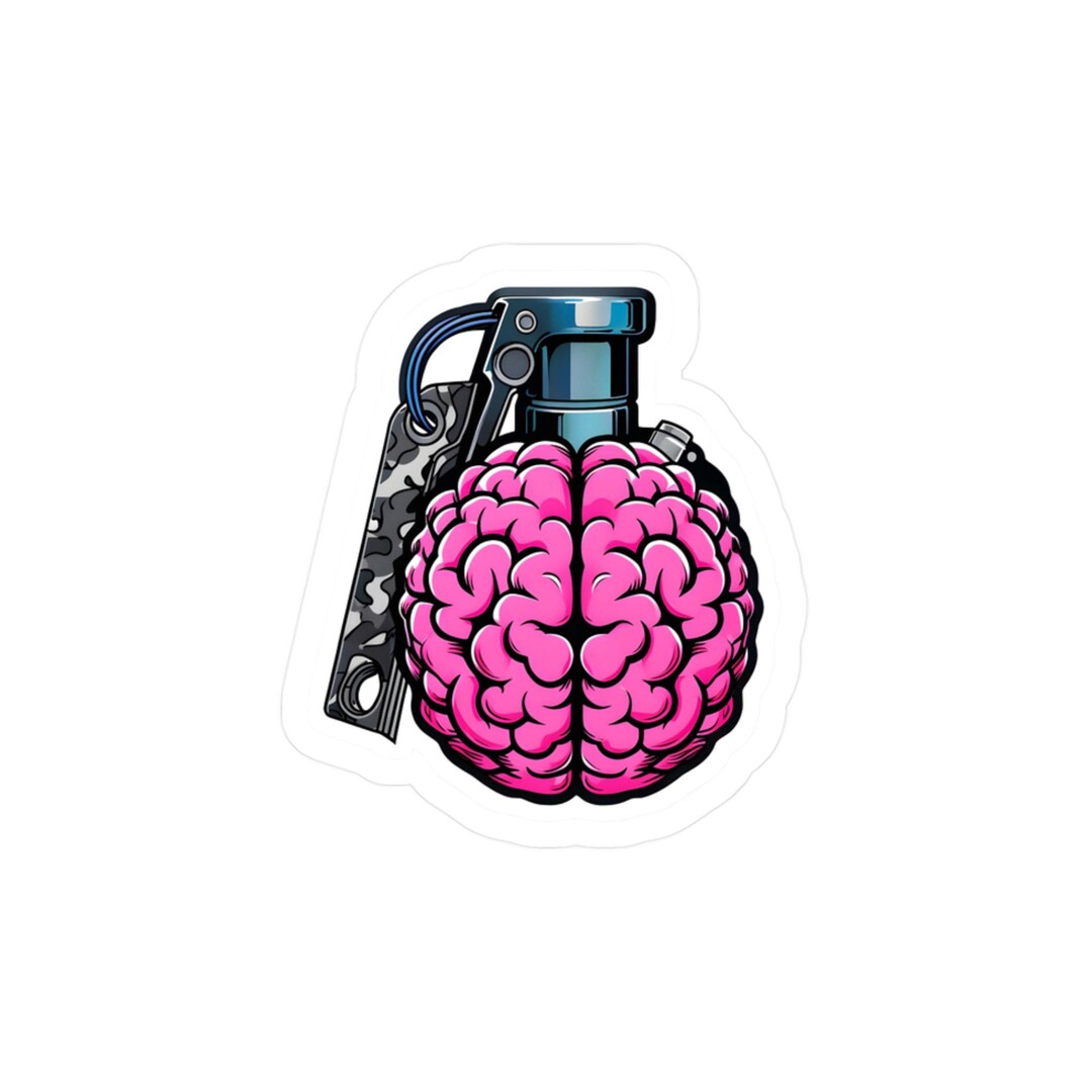 Vinyl Decal, Brain Grenade Funny Sticker, Laptop Decal, Car Decal ...