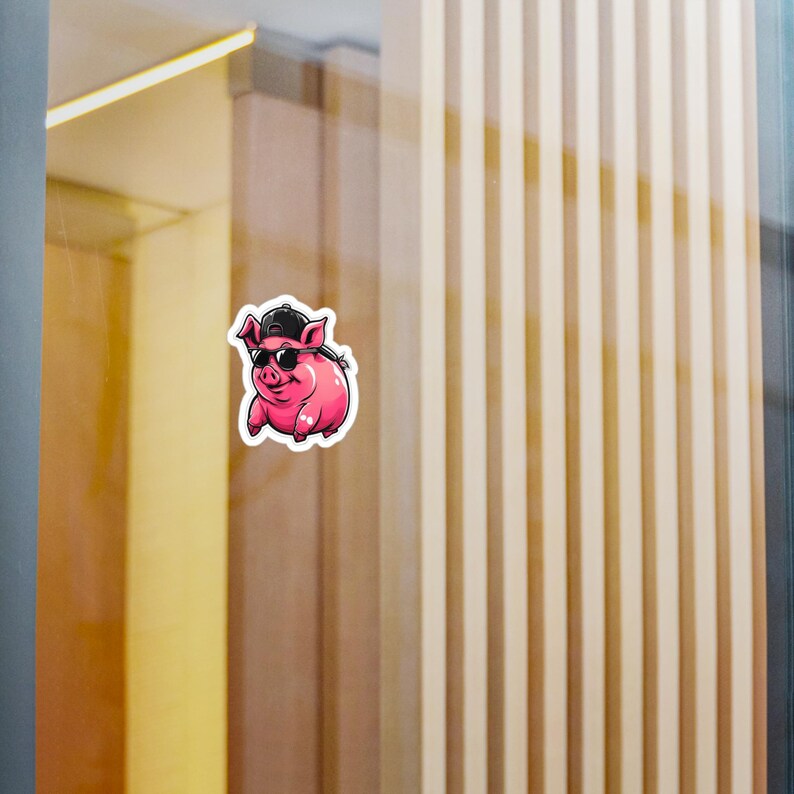 Cool Pig Sticker, Funny Vinyl Decal for Laptop, Car, or Water Bottle ...