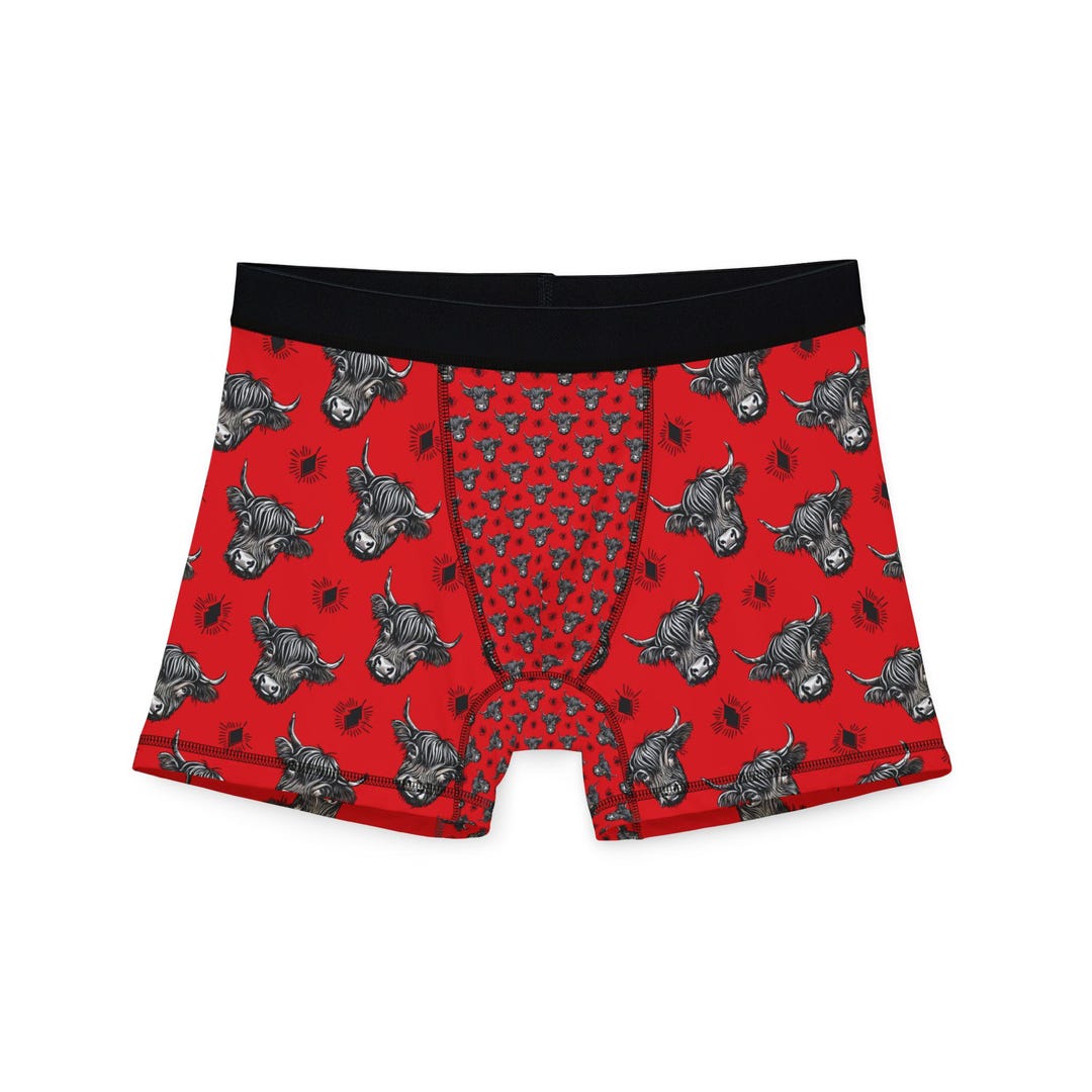 Highland Cow Men's Boxers, Scottish Cattle Underwear, Bull Print Boxer ...