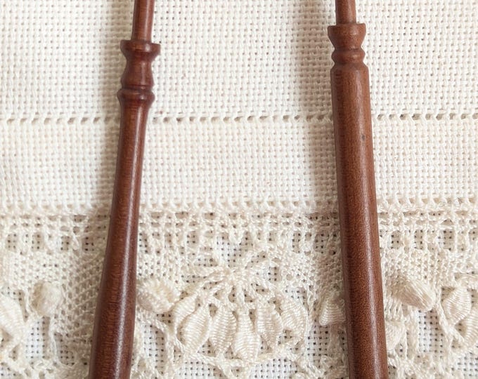 Pair of Handmade Sturdy Timber Lace Bobbins With Blue-white-gold Bead ...