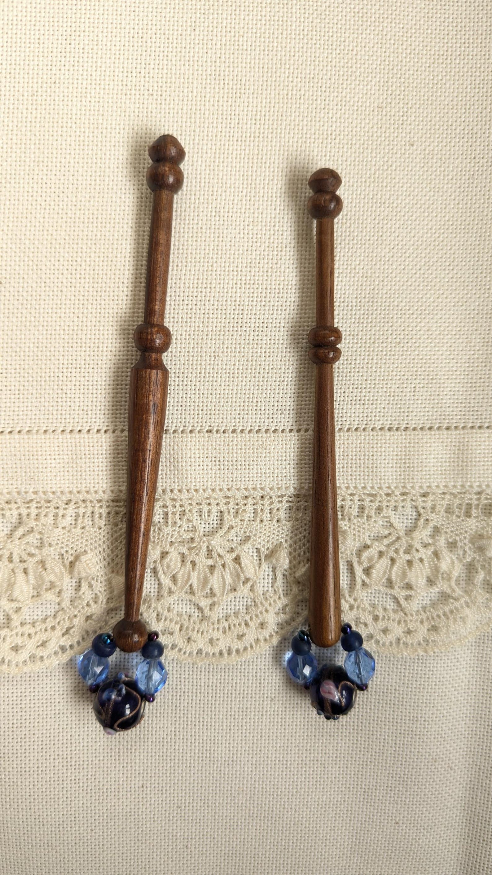 Pair Spangled Timber Lace Bobbins - Etsy