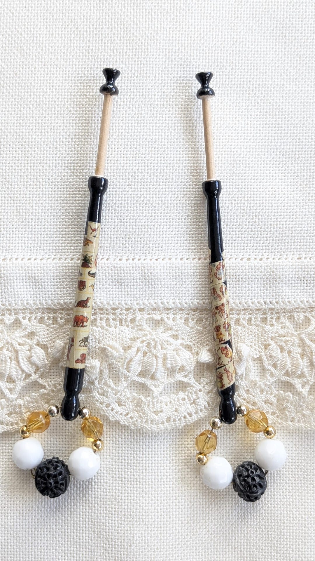 Preloved Timber and Tape Lace Bobbins With Spangles. - Etsy
