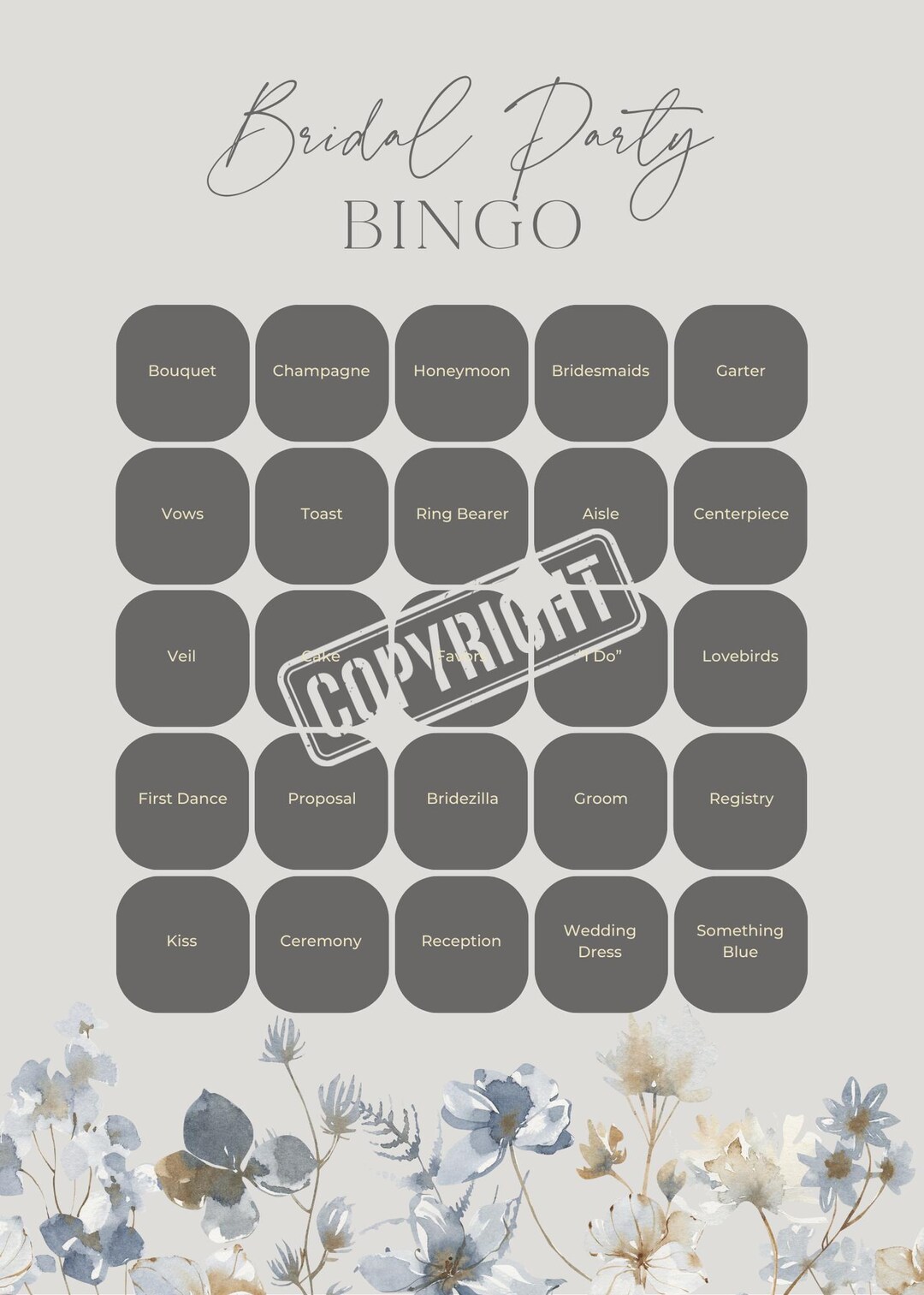 Beige Aesthetic Flower Bridal Shower Bingo Cards - Etsy