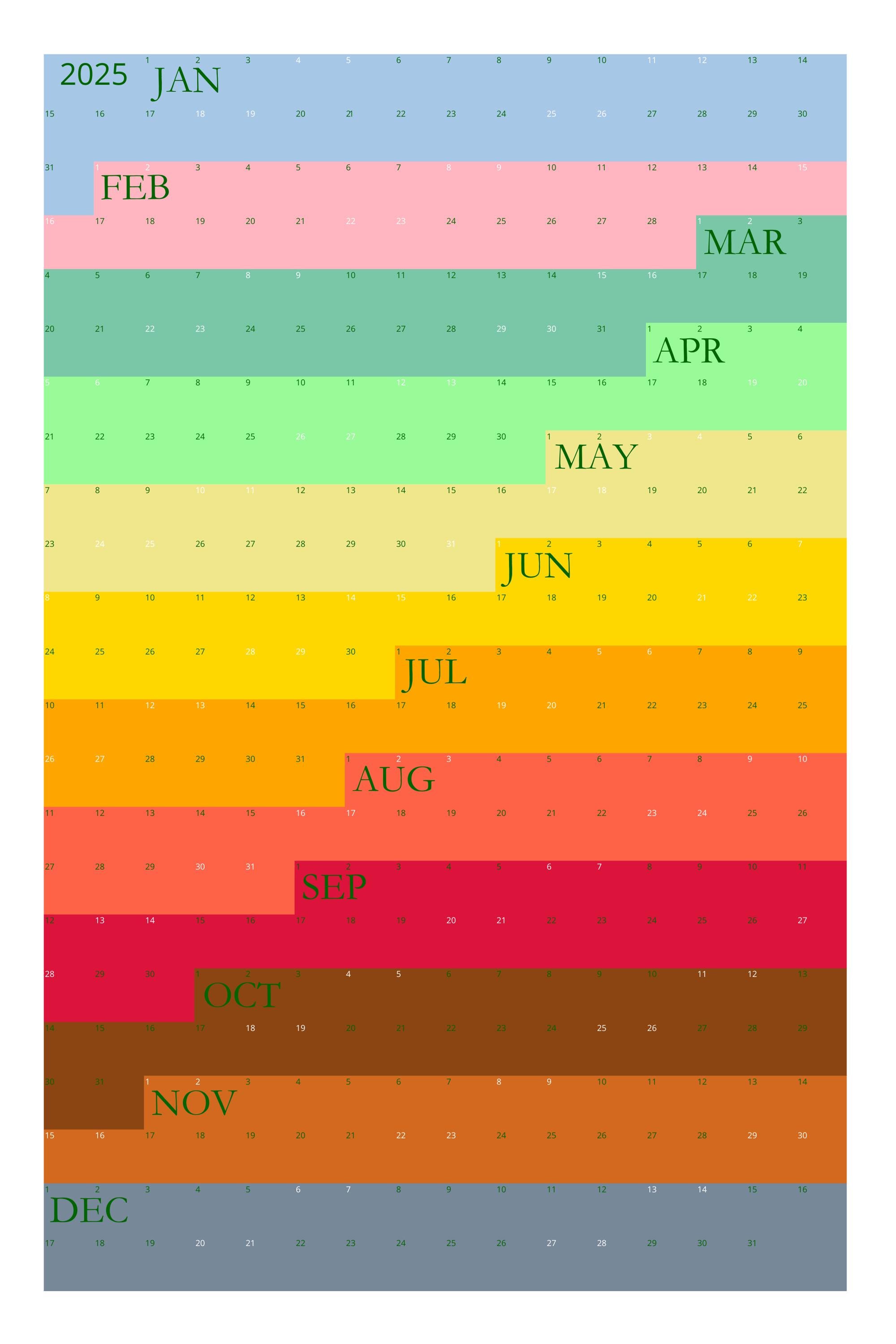2025 Calendar - Nature W/ Weekends - Etsy