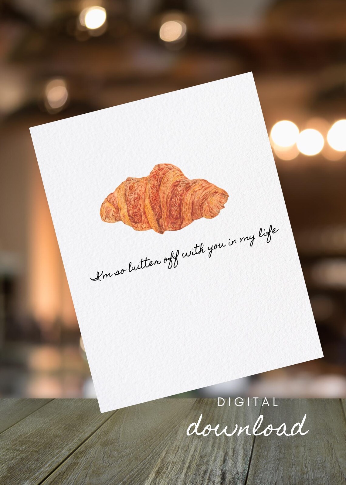Hand Drawn Croissant Digital/ Download/ Printable/ Pastry/ Greeting ...