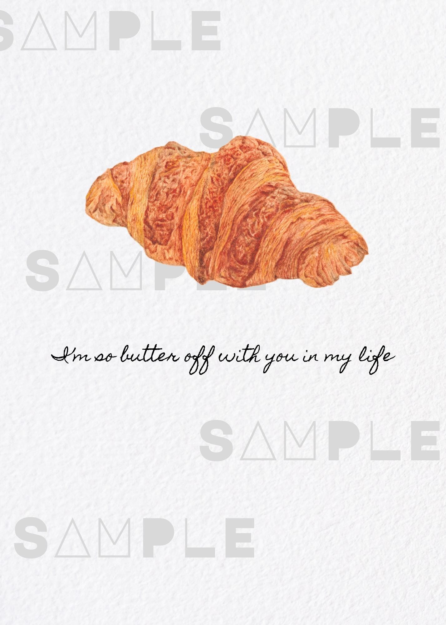 Hand Drawn Croissant Digital/ Download/ Printable/ Pastry/ Greeting ...