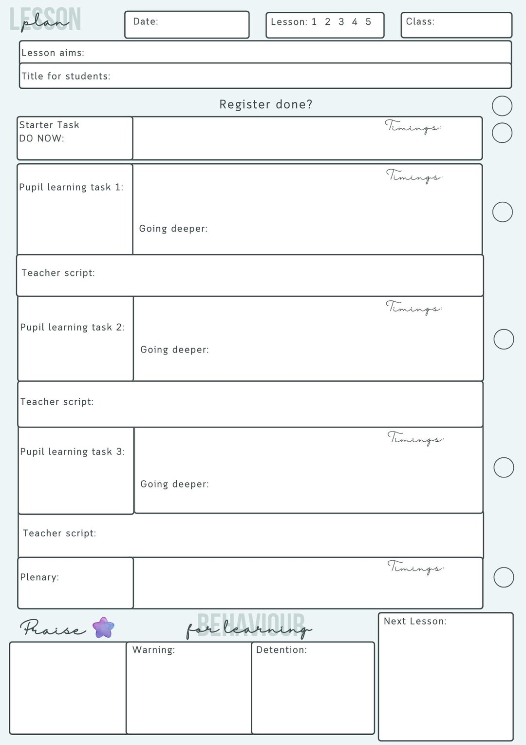 Scaffolded Individual Lesson Plan Template - Ideal for Ects, Trainee ...