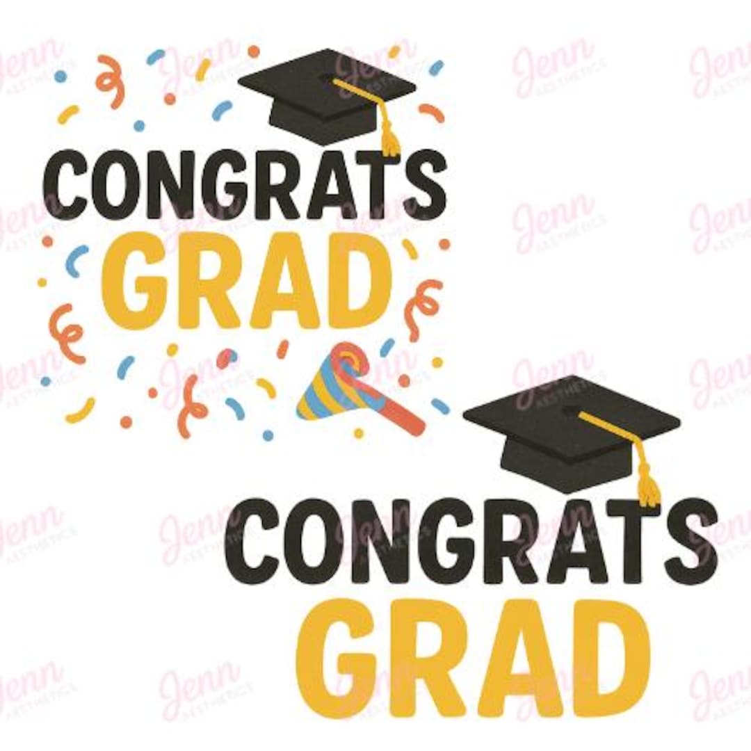 Congrats Grad Confetti Cap PNG Bundle: Graduation Clip Art (digital ...