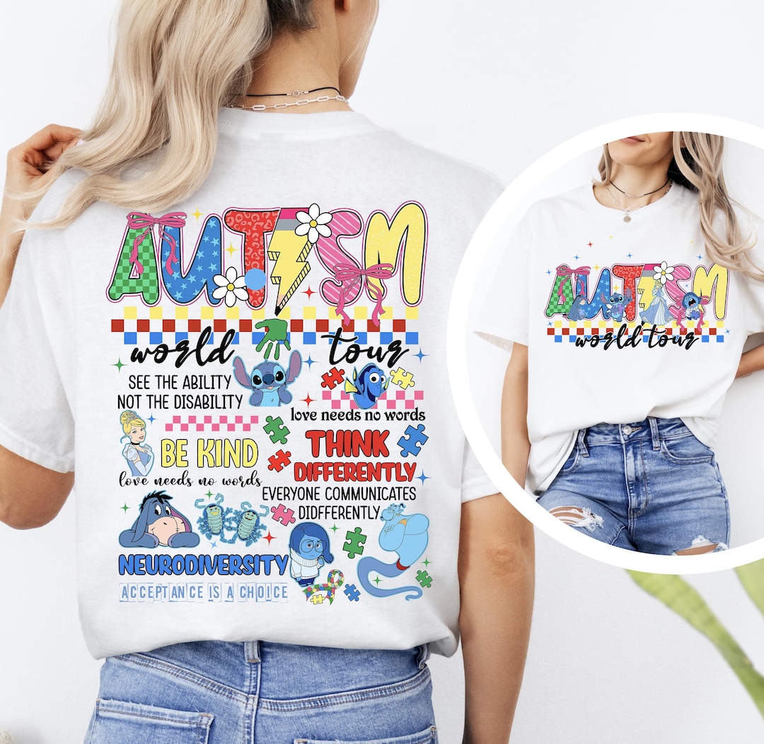 Disney Autism World Tour Blue Characters T-shirt, Disney Autism Month ...