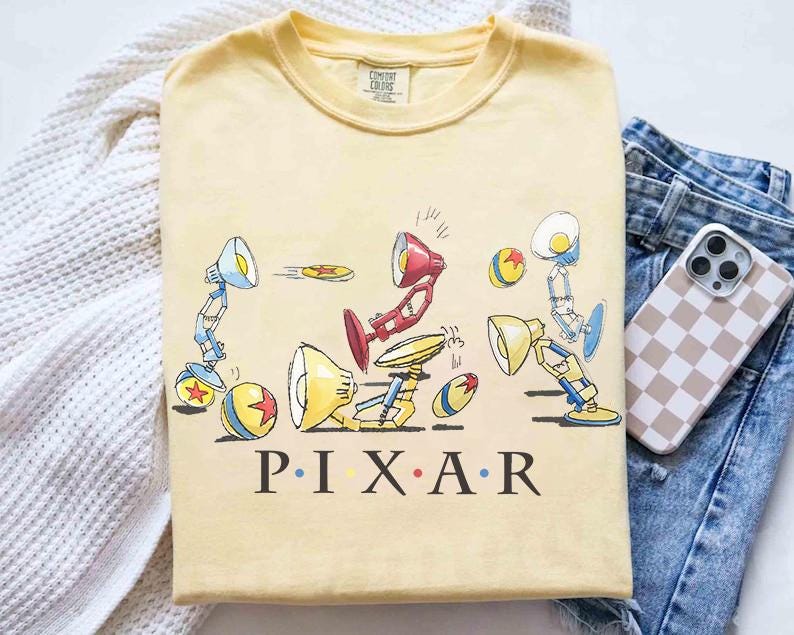 Disney Pixar Lamp Luxo Jr. and Luxo Ball Logo Sketch Watercolor T-shirt ...