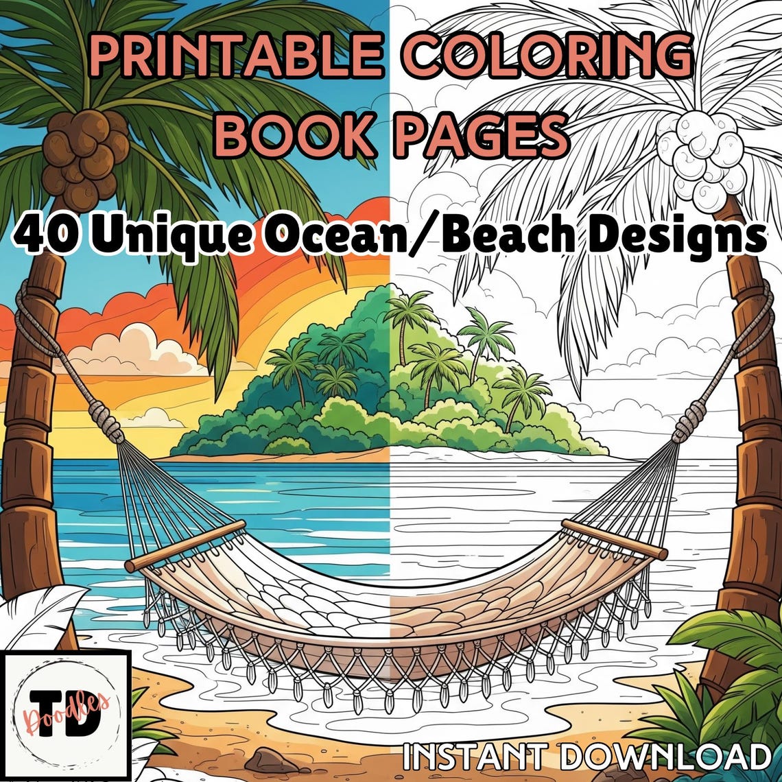 40 Ocean and Beach-themed Coloring Pages (digital Download) | by the ...