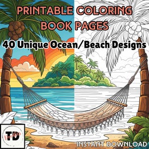 40 Ocean and Beach-themed Coloring Pages (digital Download) | by the ...