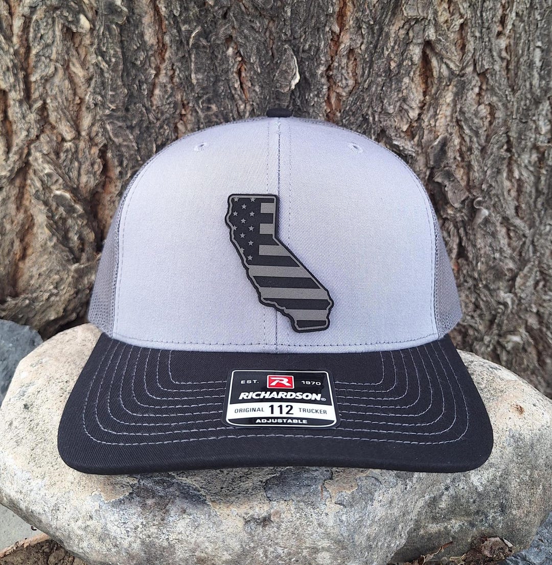 USA Flag State Leather Patch Richardson 112 Trucker Hat - Etsy