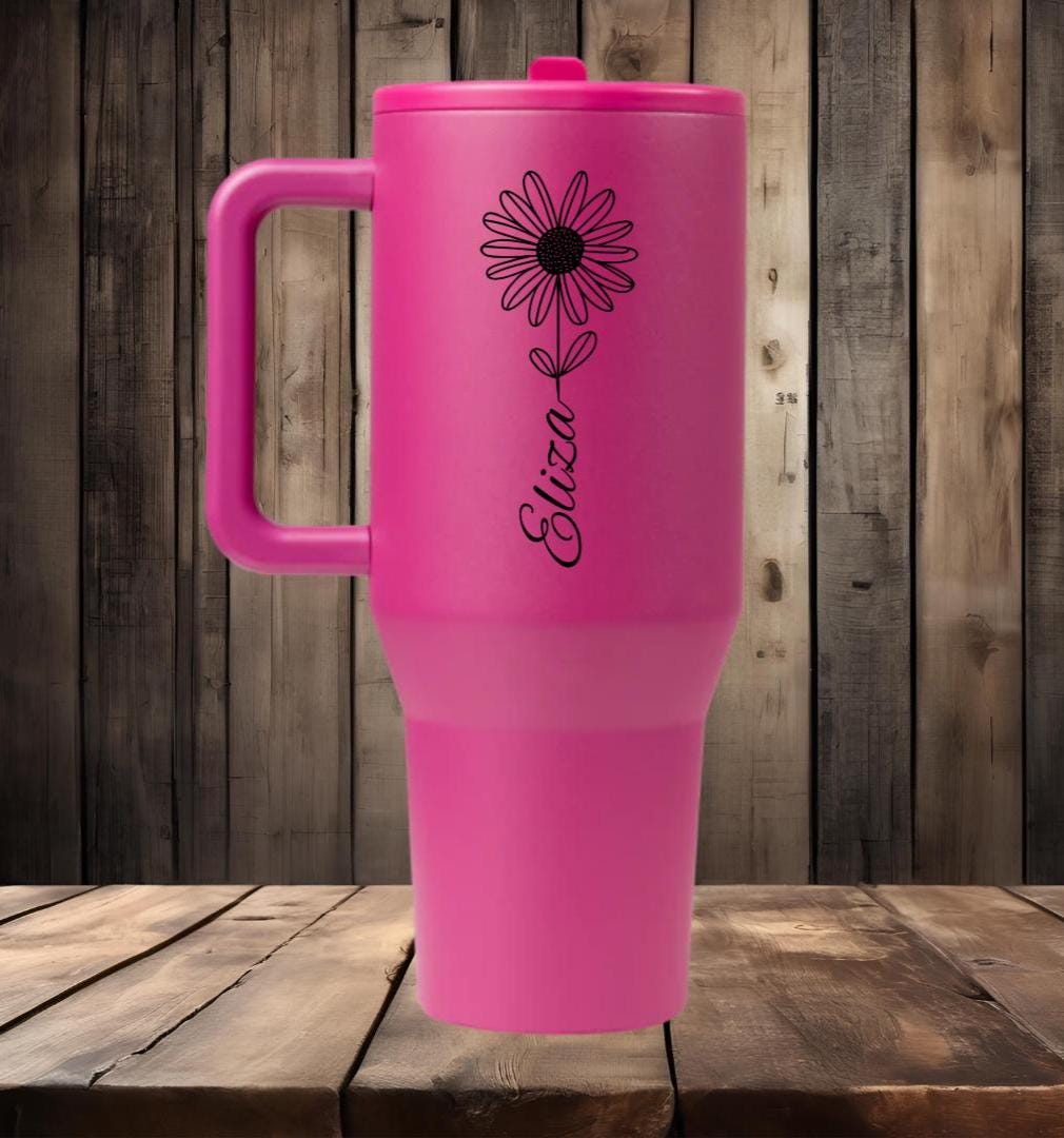Custom Birth Month Flower Hydrojug Traveler | Floral Tumbler ...