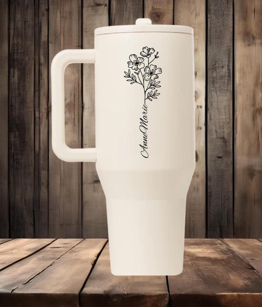 Custom Birth Month Flower Hydrojug Traveler | Floral Tumbler ...
