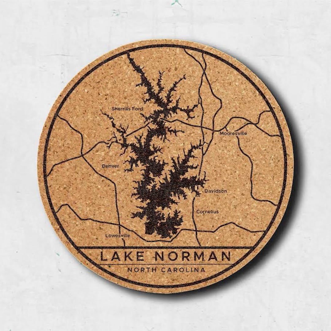 Lake Norman | North Carolina | Engraved Cork Coasters - Etsy