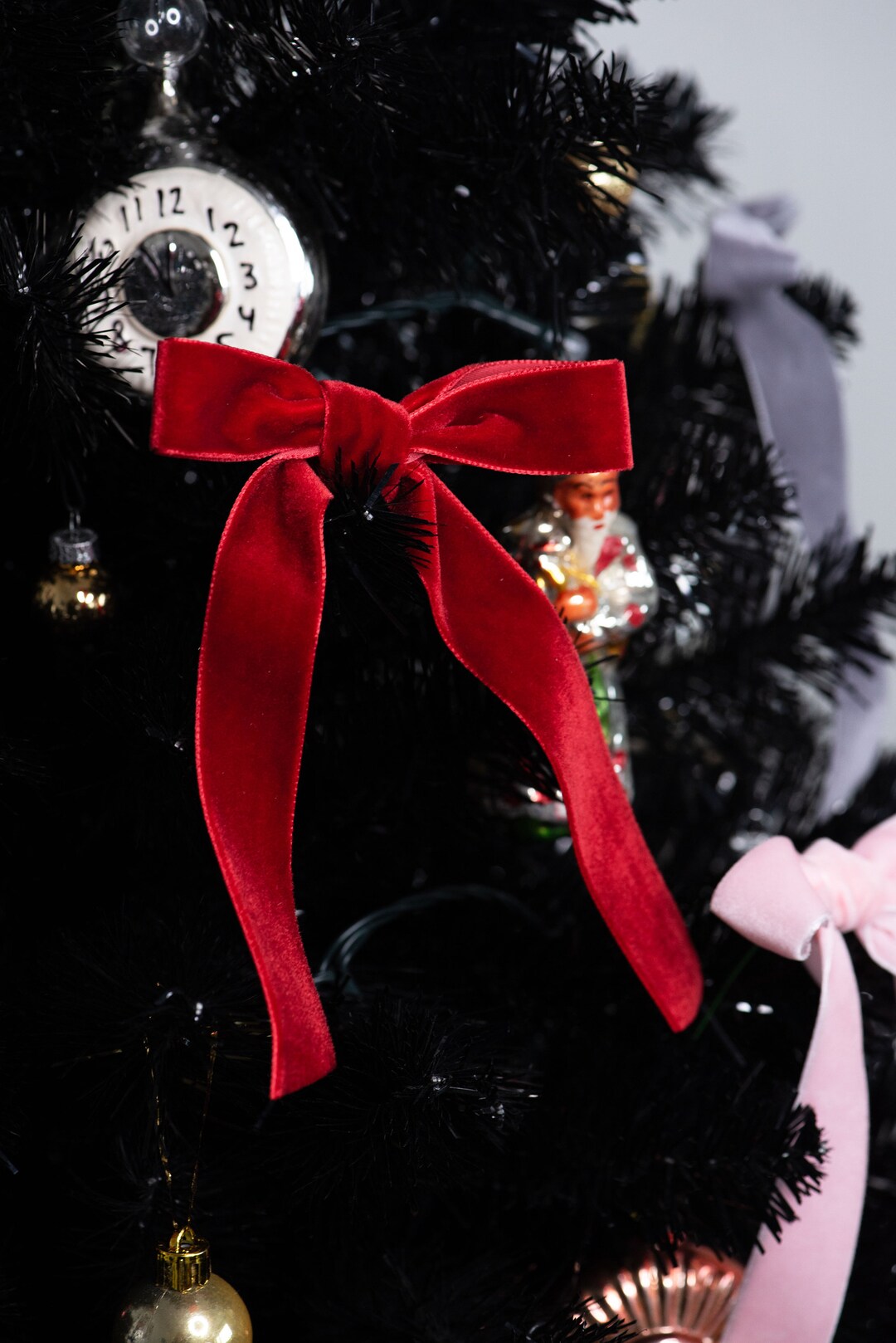 Velvet Christmas Tree Bow Decorations - Set of 6 - Etsy
