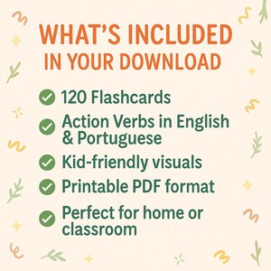 120 Bilingual Action Verb Flashcards | English and Portuguese Verbs for ...