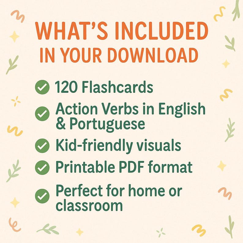 120 Bilingual Action Verb Flashcards | English and Portuguese Verbs for ...