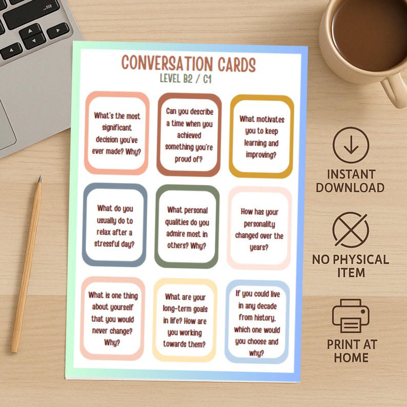 100+ ESL Conversation Cards, Speaking Prompts for English Language ...