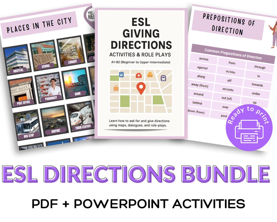 ESL Giving Directions Bundle A1-B2 – Vocabulary & Grammar (PDF + PPT ...