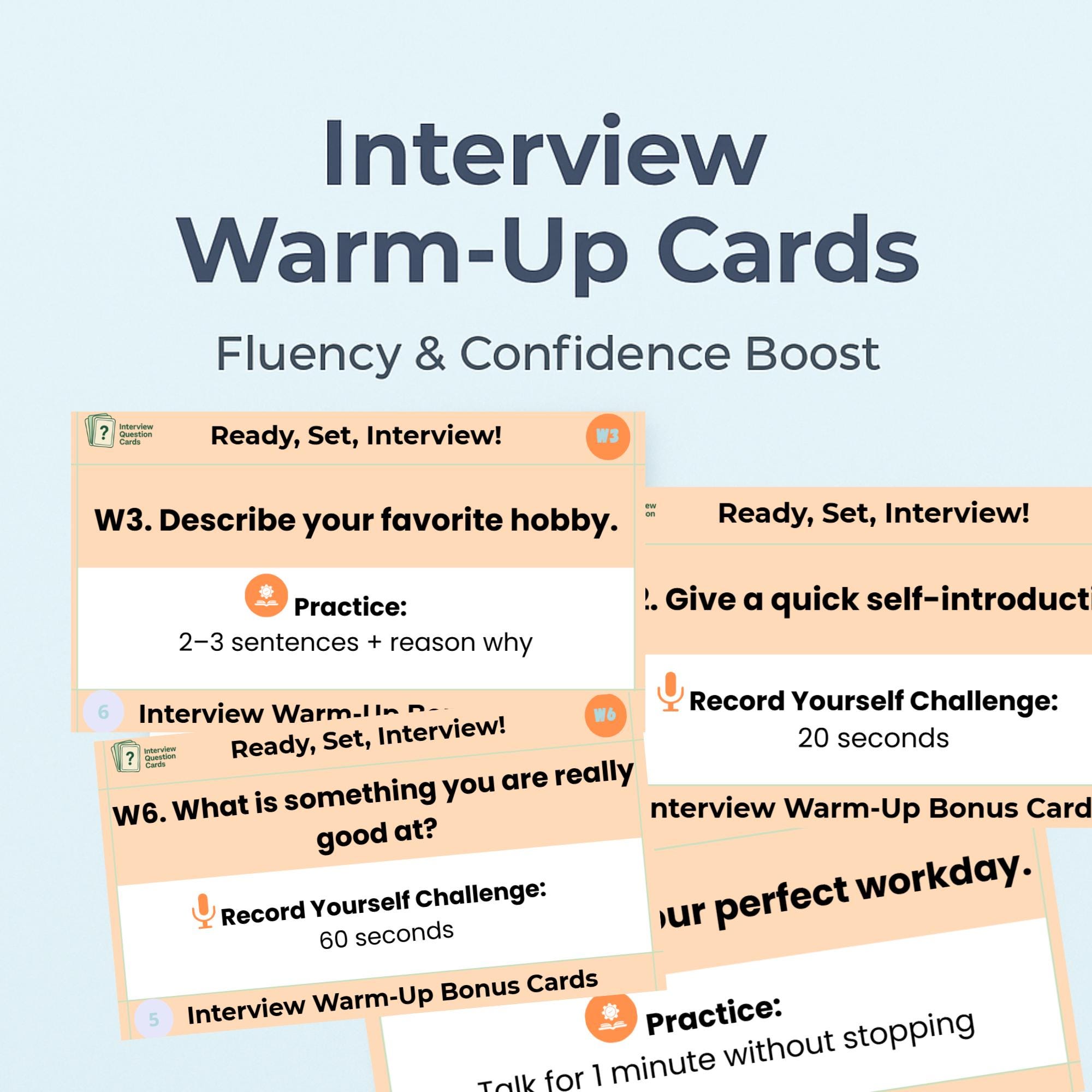 Job Interview Practice Flashcards, ESL Resource (printable PDF) - Etsy